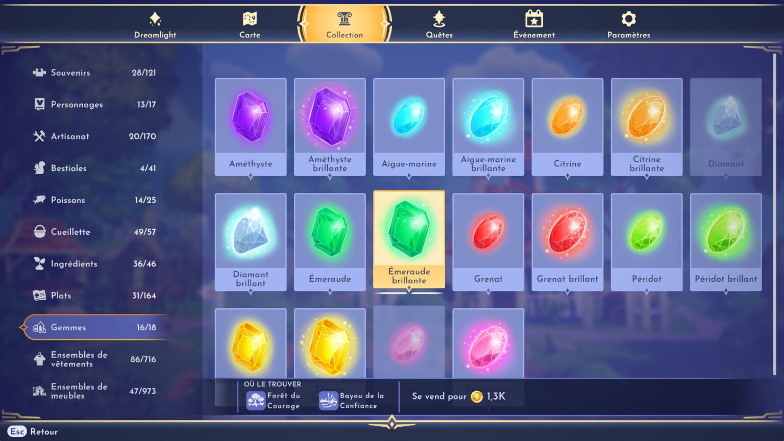 [Soluce] Liste des gemmes de Disney Dreamlight Valley [FR]
