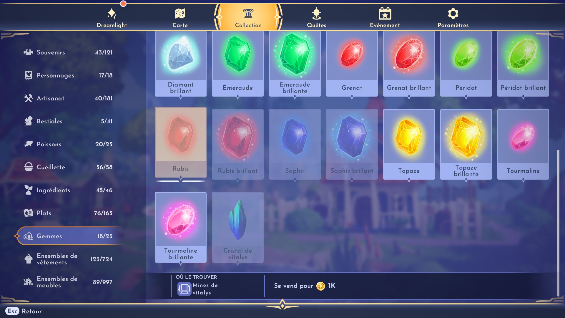 [Soluce] Liste des gemmes de Disney Dreamlight Valley [FR]